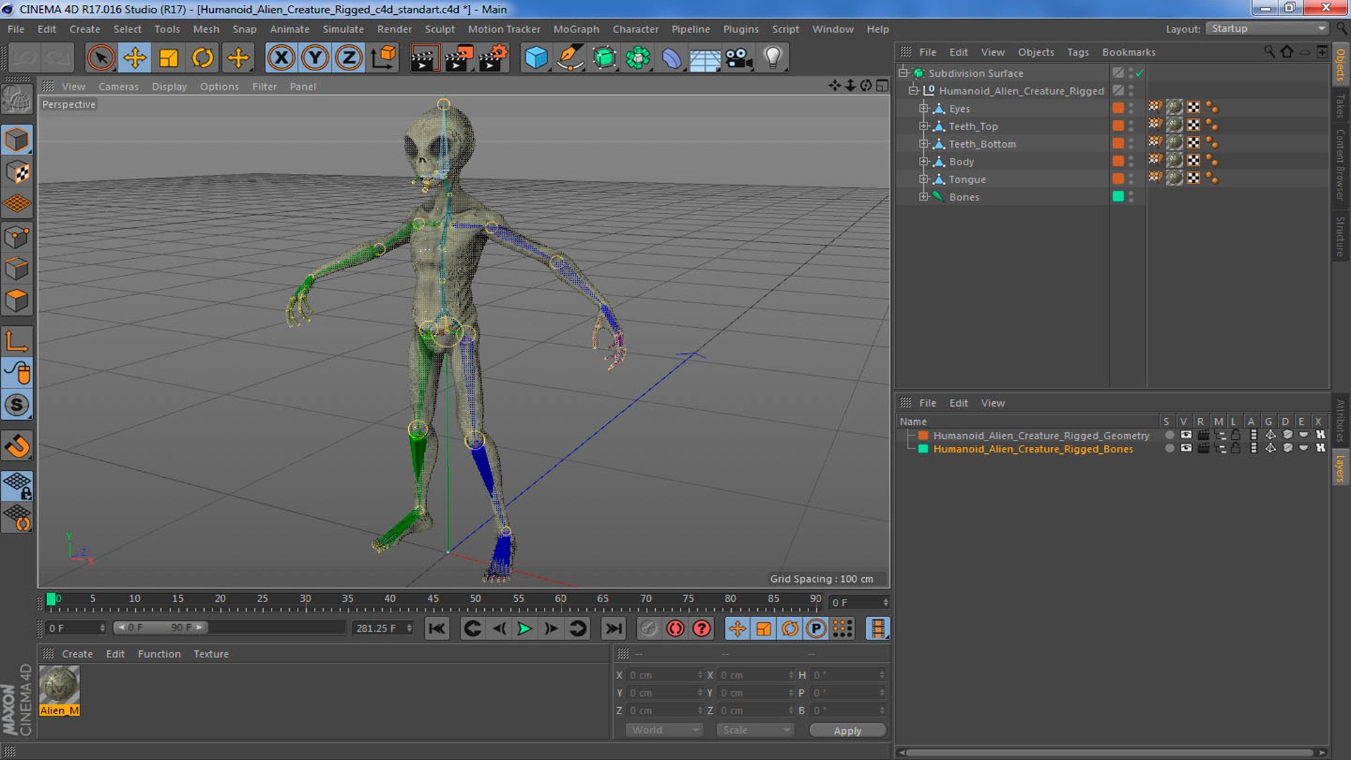3D model Humanoid Alien Creature Rigged for Cinema 4D - TurboSquid 1882957