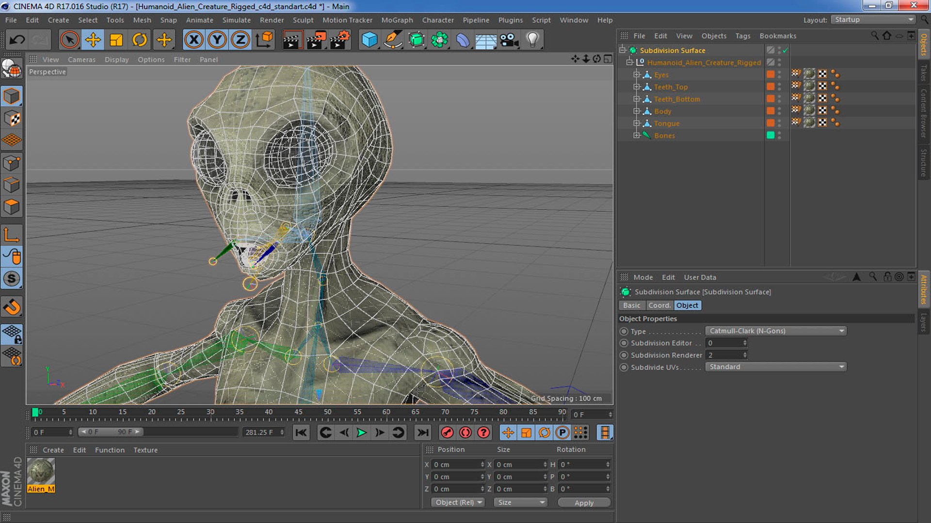 3D model Humanoid Alien Creature Rigged for Cinema 4D - TurboSquid 1882957