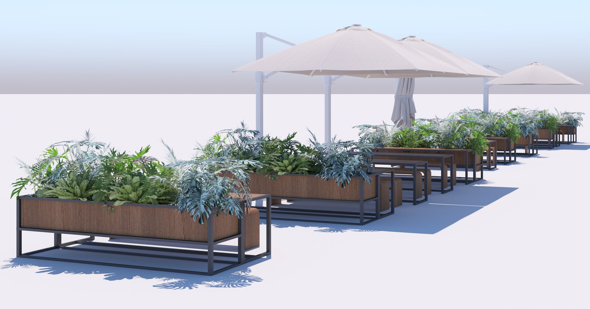 Outdoor Restaurant Seating Benches 3D Model - TurboSquid 1411846
