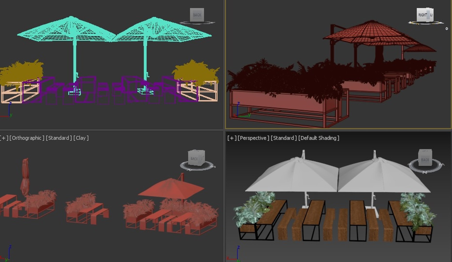 Outdoor Restaurant Seating Benches 3D Model - TurboSquid 1411846