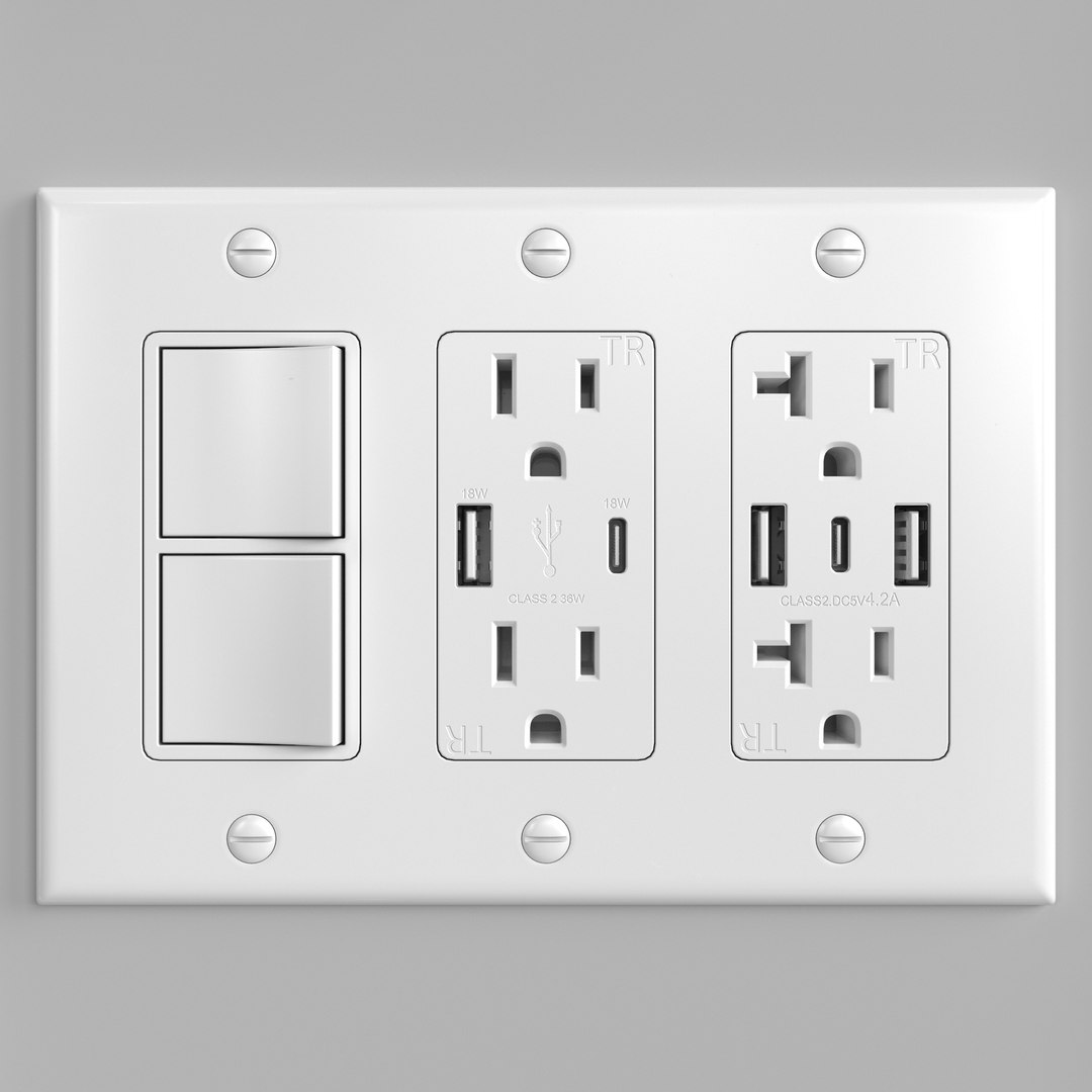 3D ELEGRP US Wall Switches And Sockets Model - TurboSquid 2085639