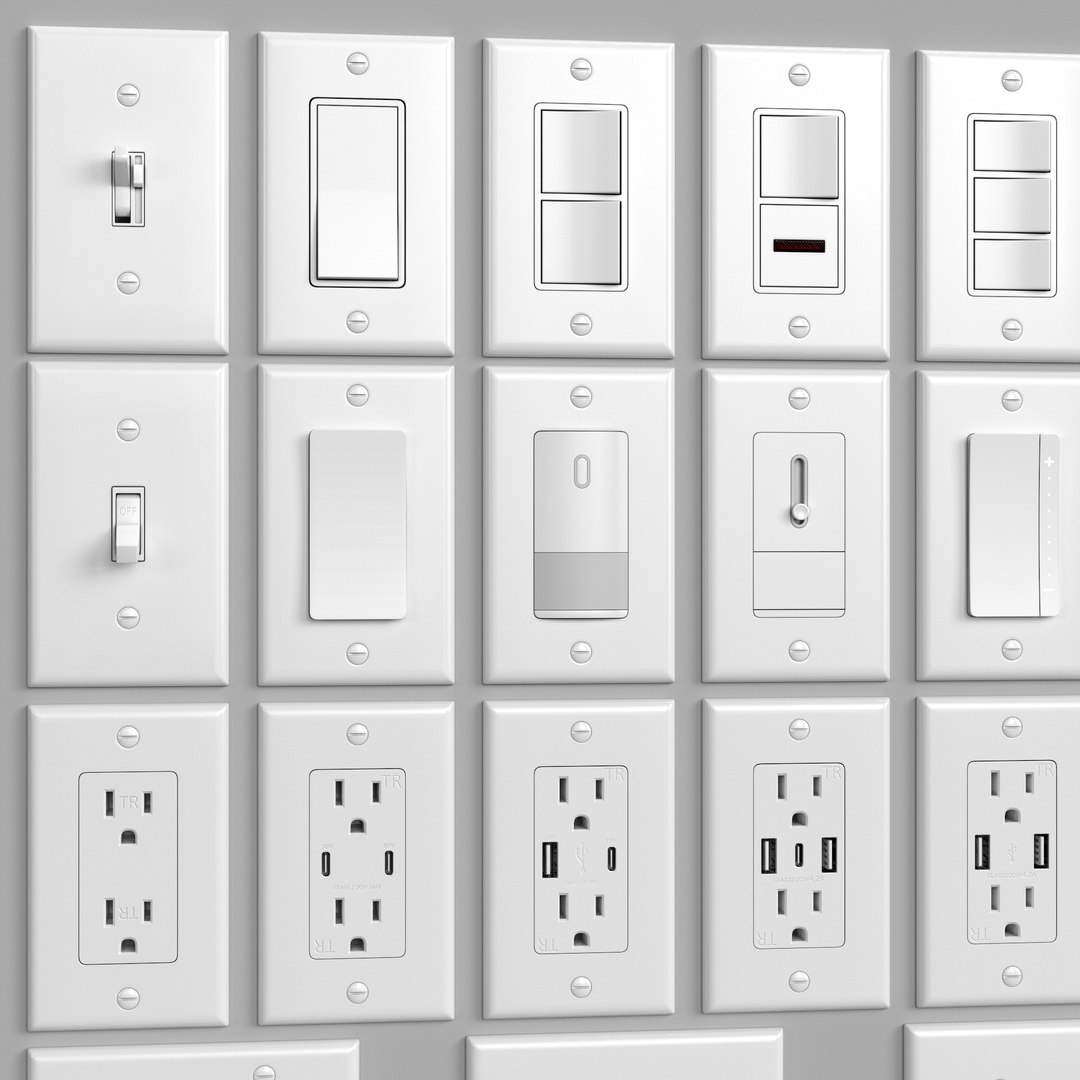 3D ELEGRP US Wall Switches And Sockets Model - TurboSquid 2085639
