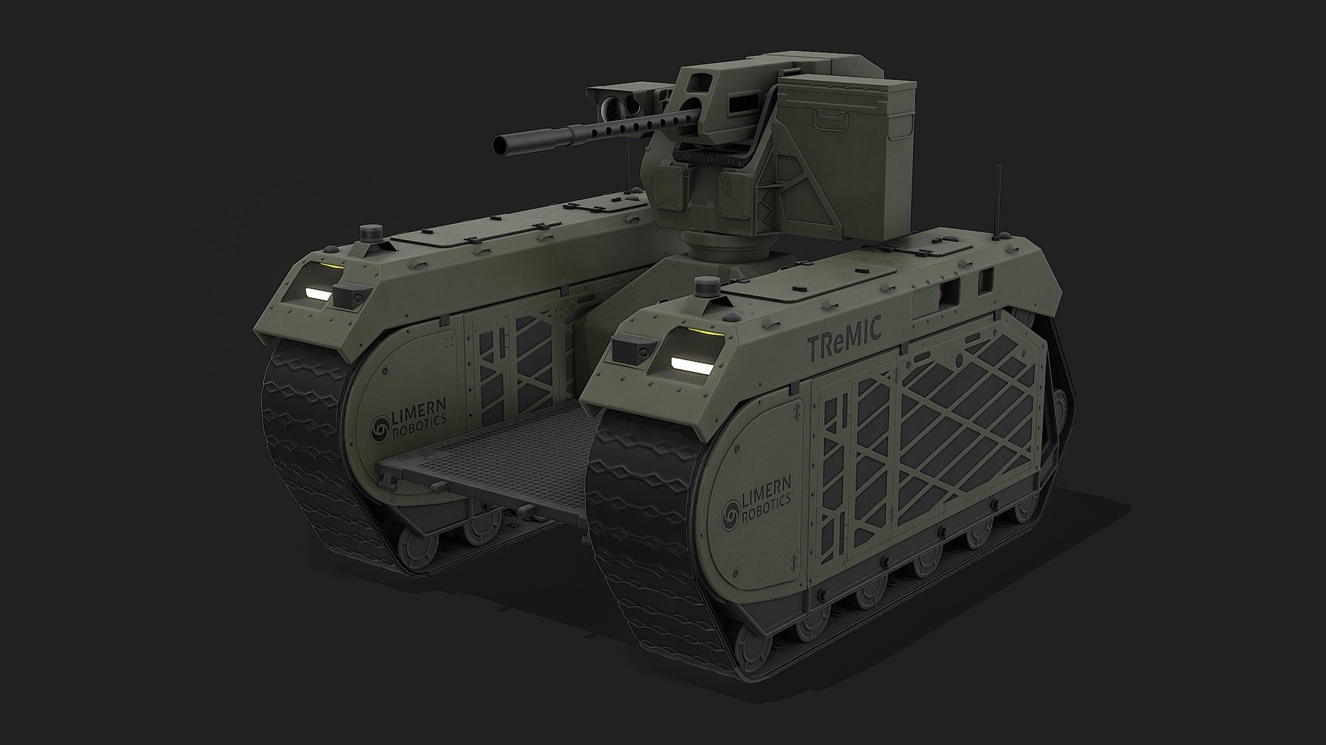 Smart Military Robot With Remote Machine Gun - Green 3D model ...