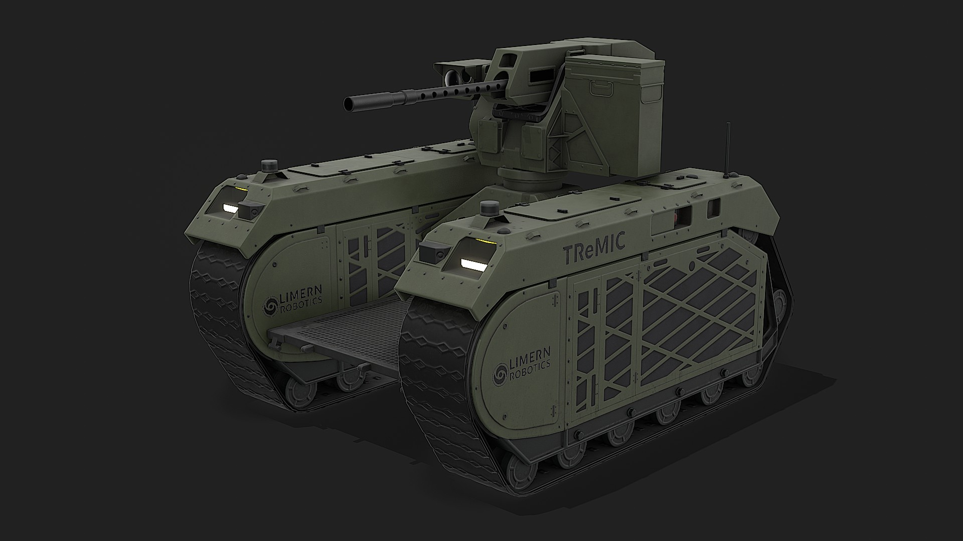 Smart Military Robot With Remote Machine Gun - Green 3D model ...