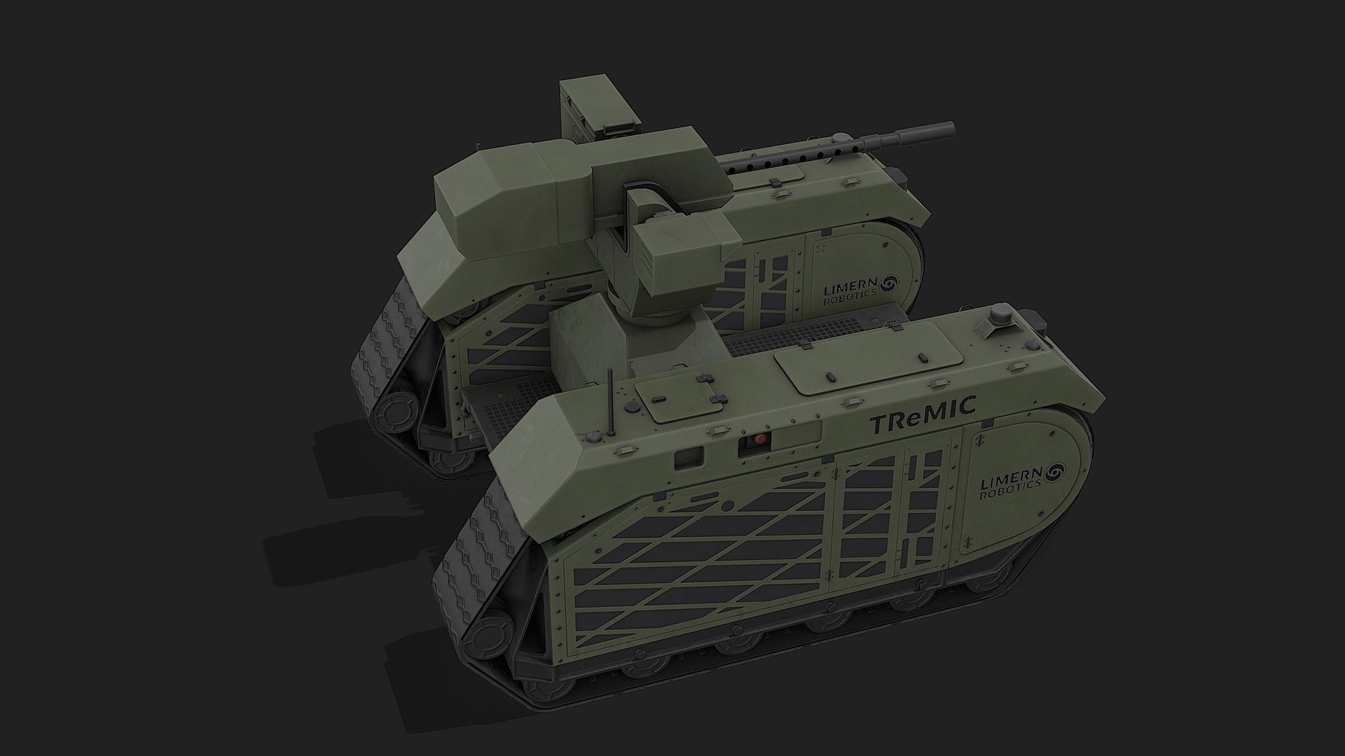 Smart Military Robot With Remote Machine Gun - Green 3D model ...