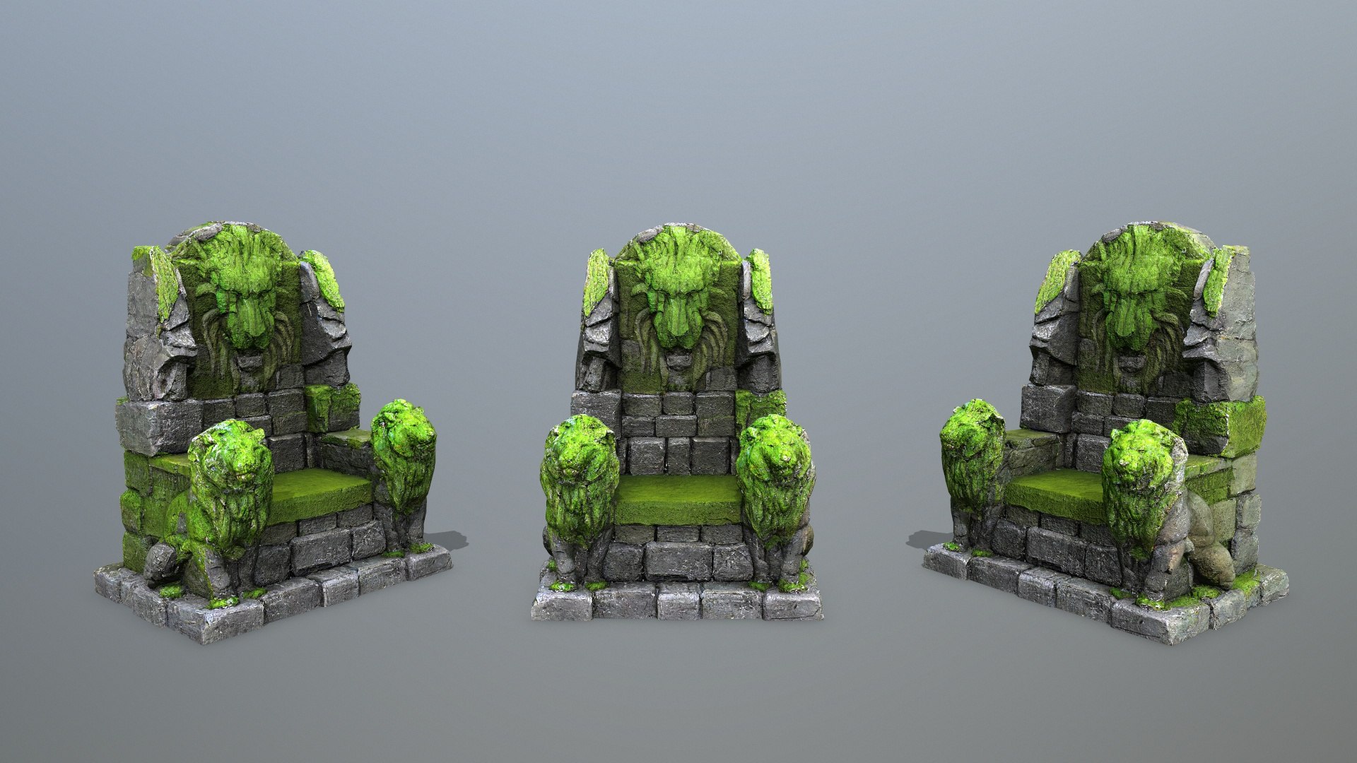 Lion Stone Throne Model - TurboSquid 2264366