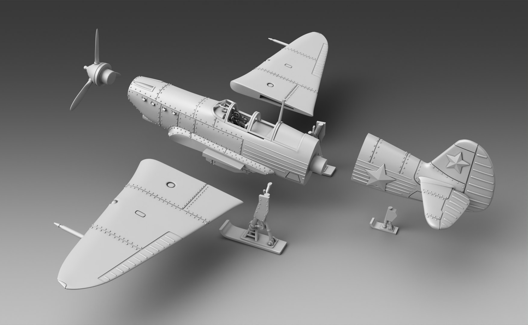 3D Yak-2 Soviet Plane On Skis Model - TurboSquid 1952274