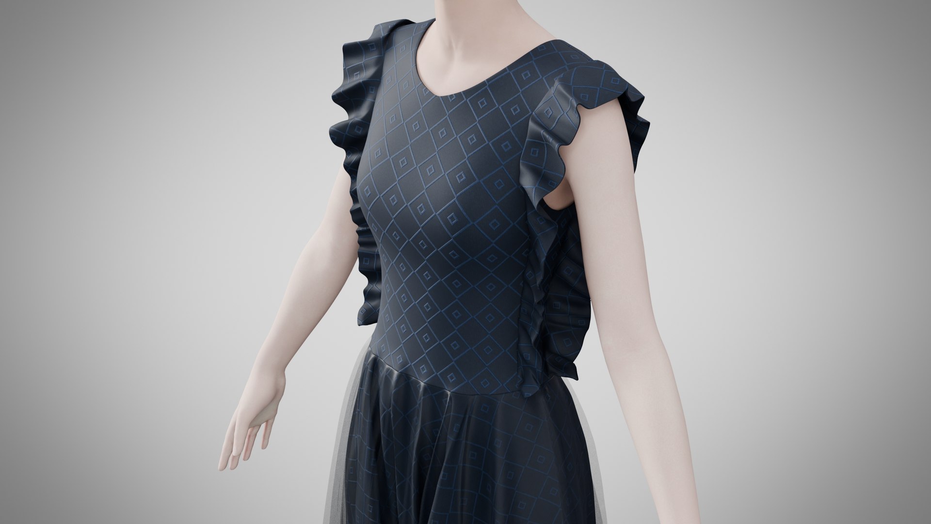 Dress 20 Dark Blue 3D Model - TurboSquid 2469337