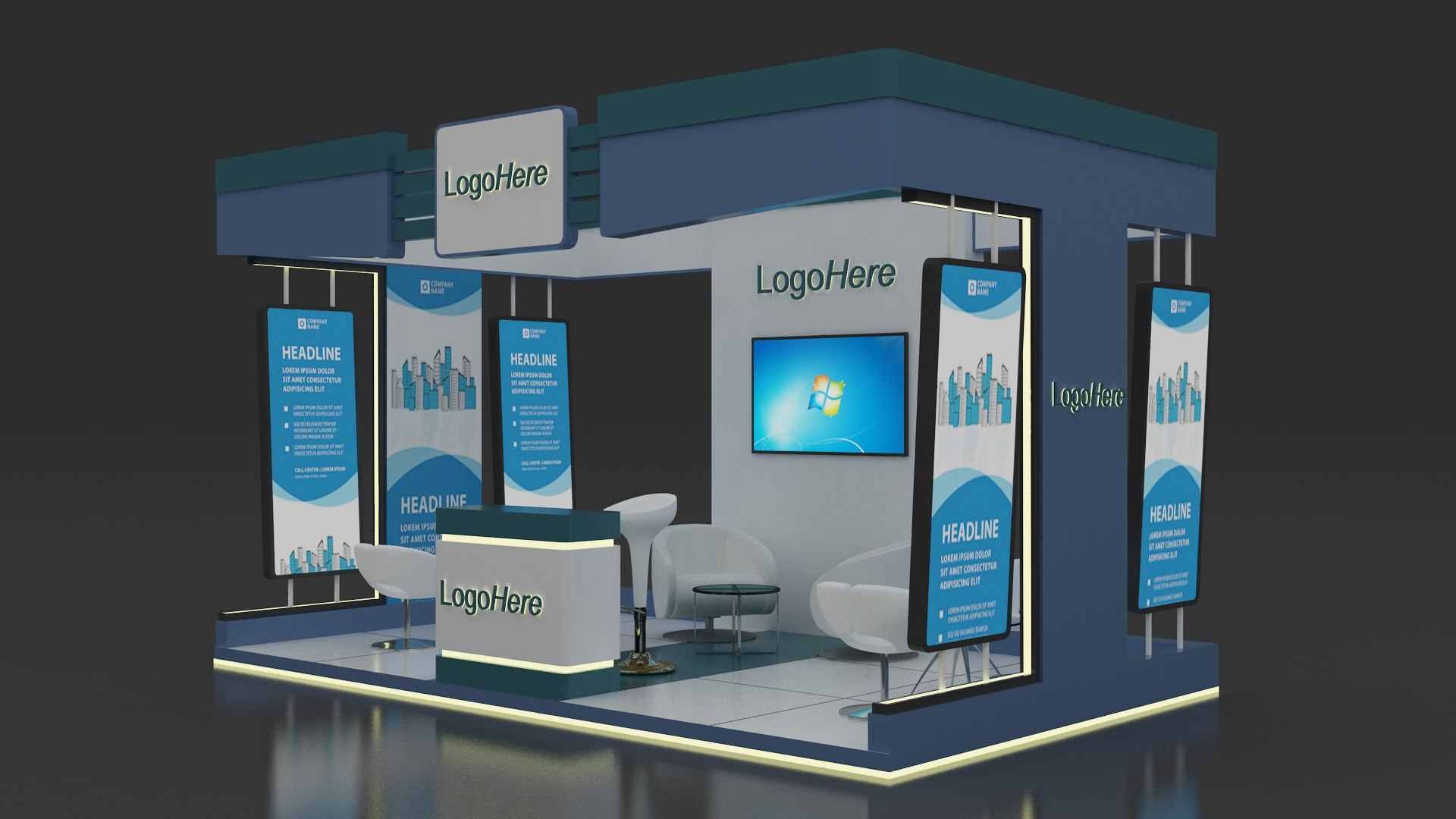 Exhibition Booth 5x3 Meter 3D Model - TurboSquid 2235984