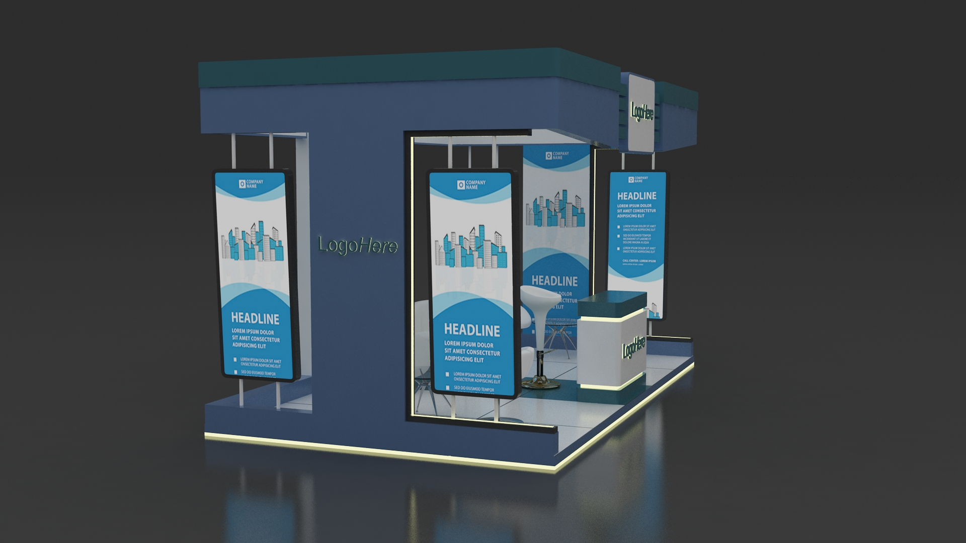 Exhibition Booth 5x3 Meter 3D Model - TurboSquid 2235984
