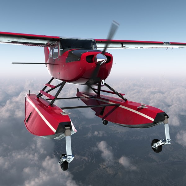 cessna 172 red seaplane 3d 3ds