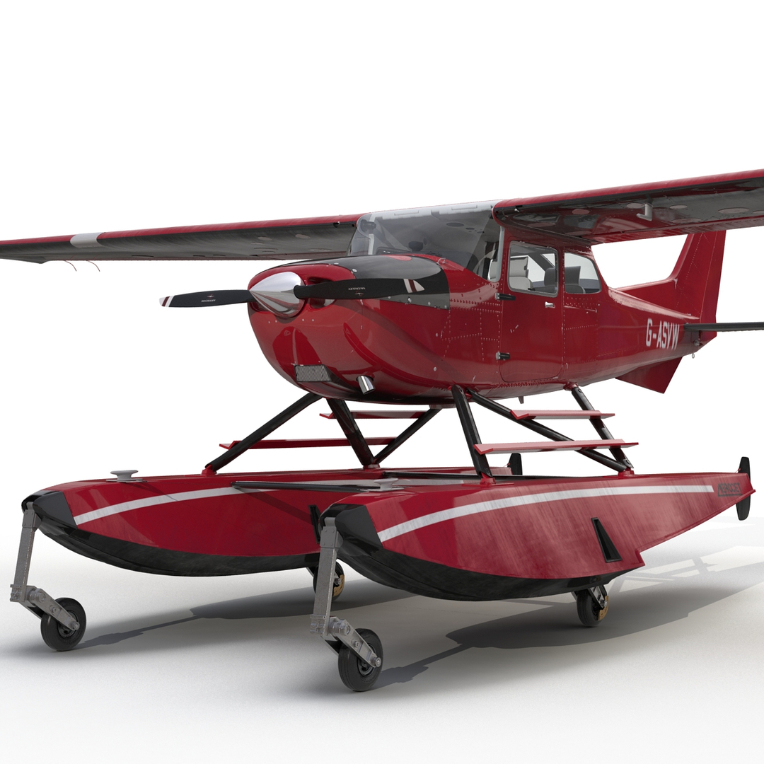 cessna 172 red seaplane 3d 3ds