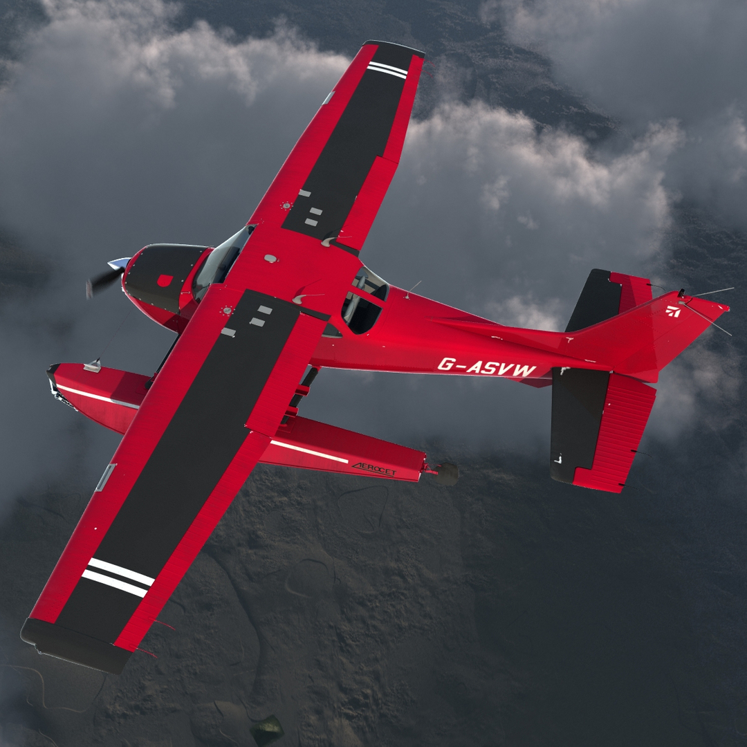 cessna 172 red seaplane 3d 3ds
