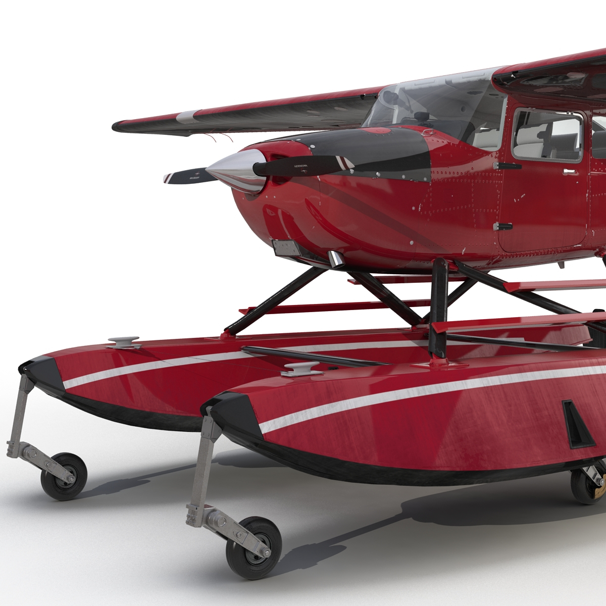 cessna 172 red seaplane 3d 3ds