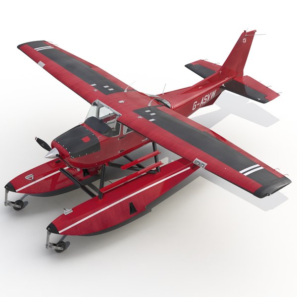 cessna 172 red seaplane 3d 3ds