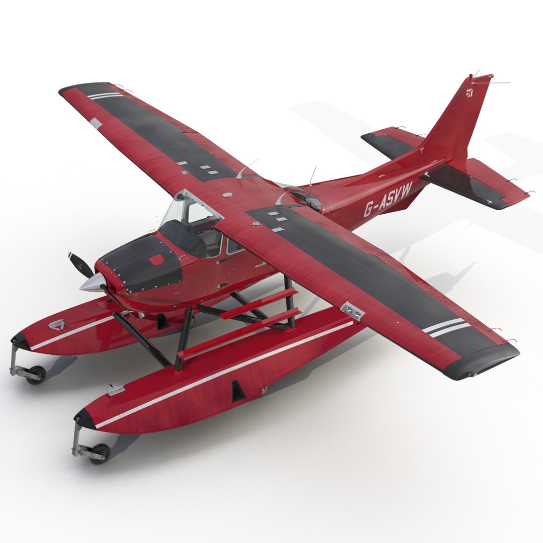 cessna 172 red seaplane 3d 3ds