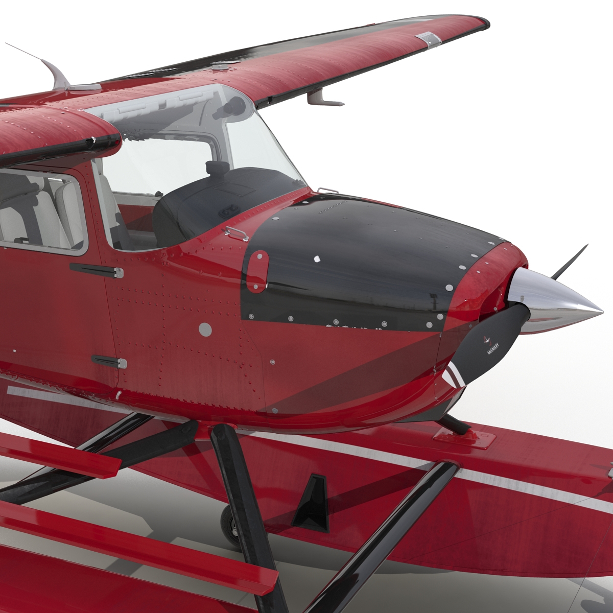 cessna 172 red seaplane 3d 3ds