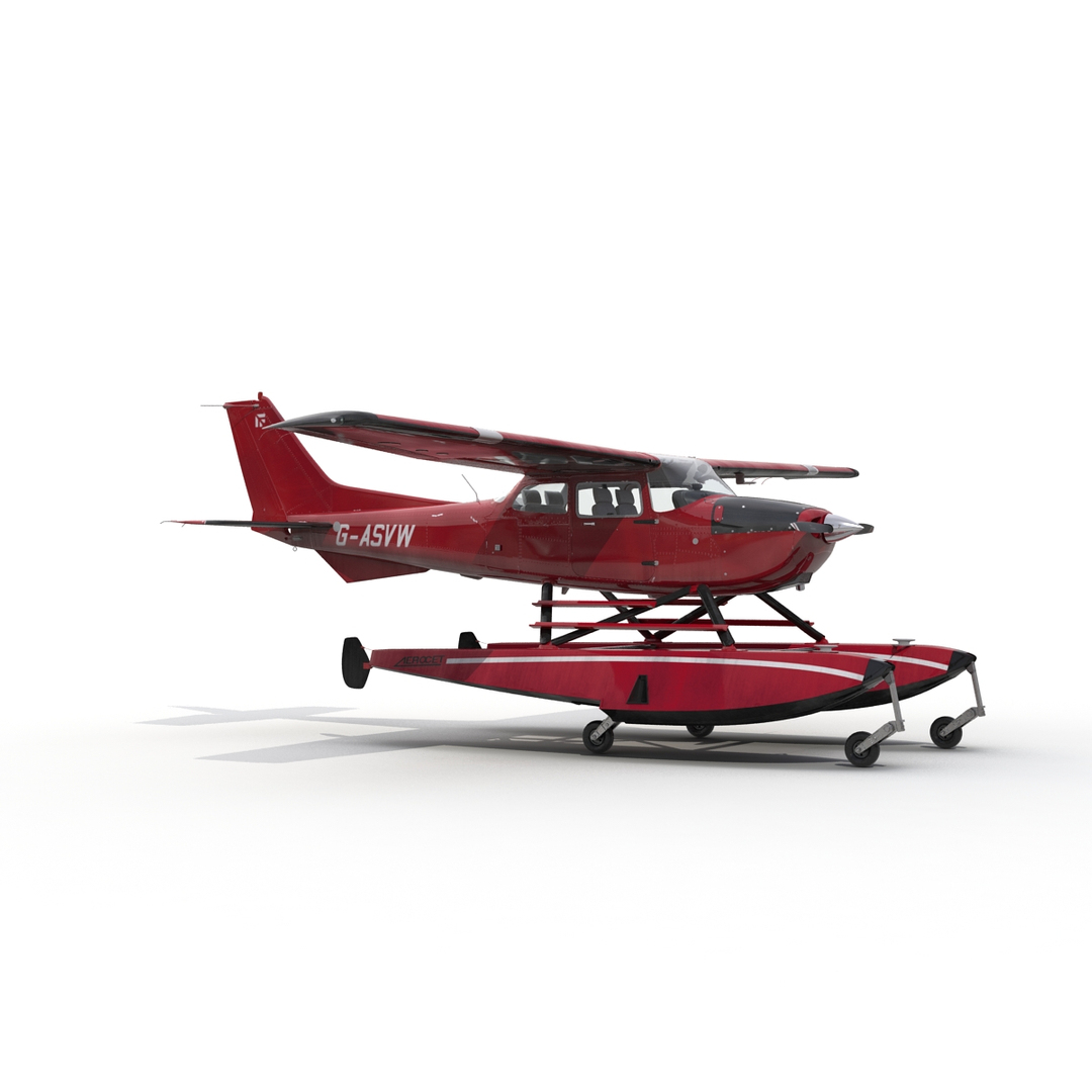 cessna 172 red seaplane 3d 3ds