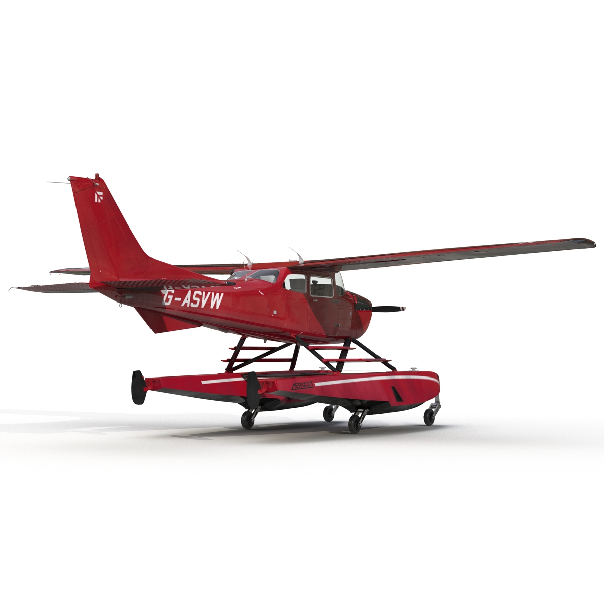 cessna 172 red seaplane 3d 3ds