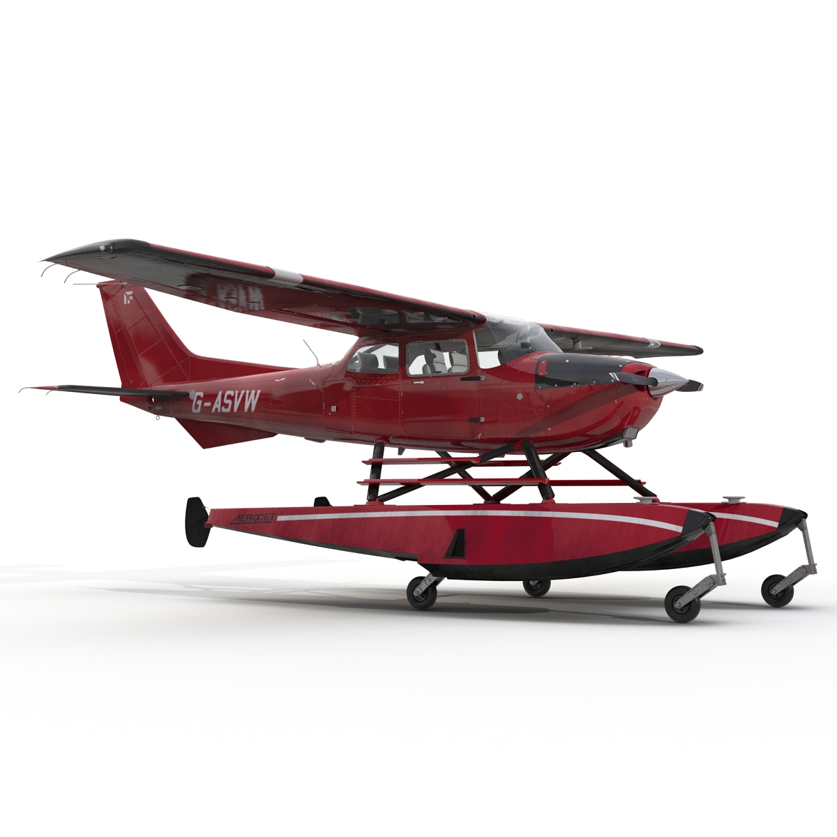 cessna 172 red seaplane 3d 3ds