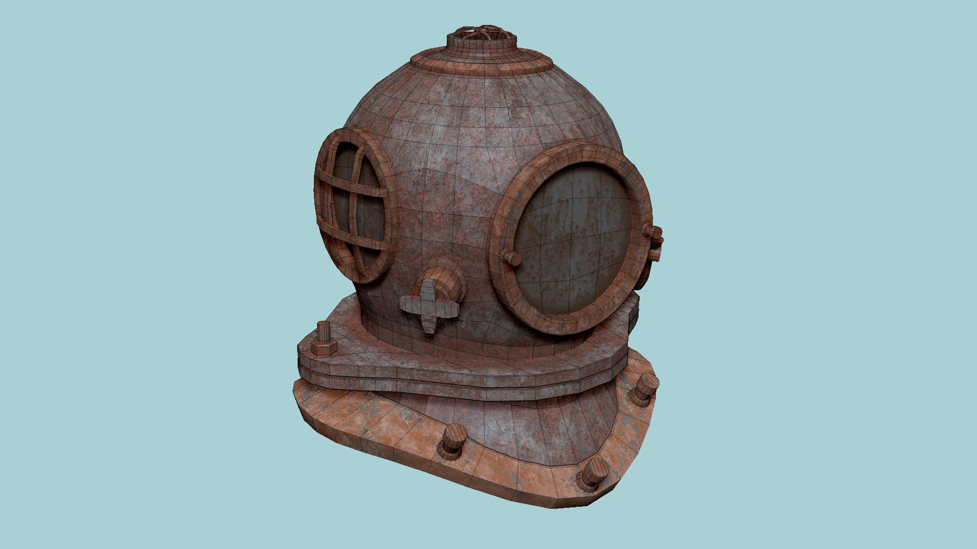 3D Diving Helmet 03 - -Destroyed Rust - Character Design Fashion ...