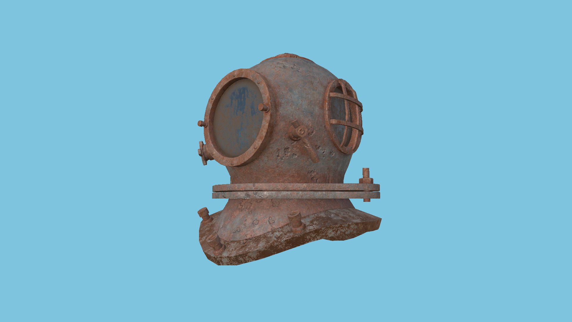 3D Diving Helmet 03 - -Destroyed Rust - Character Design Fashion ...