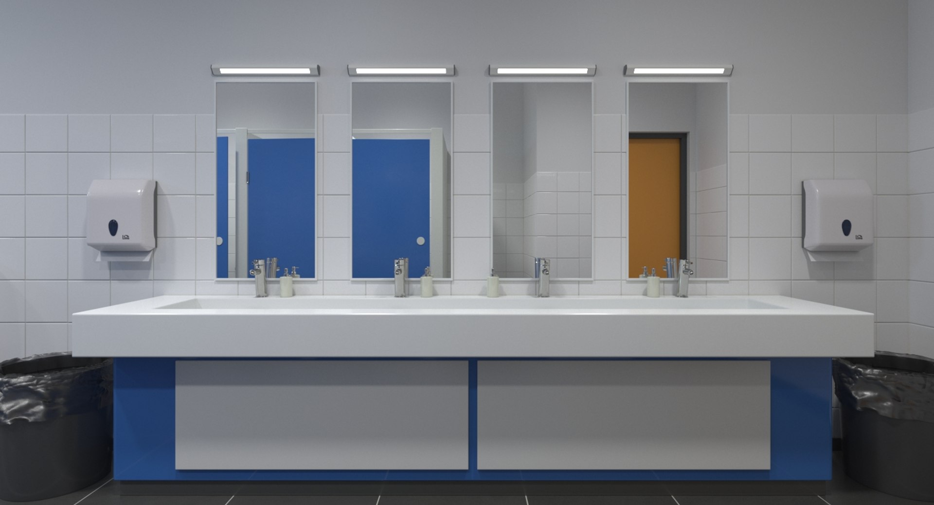 3D model realistic restroom public - TurboSquid 1406343