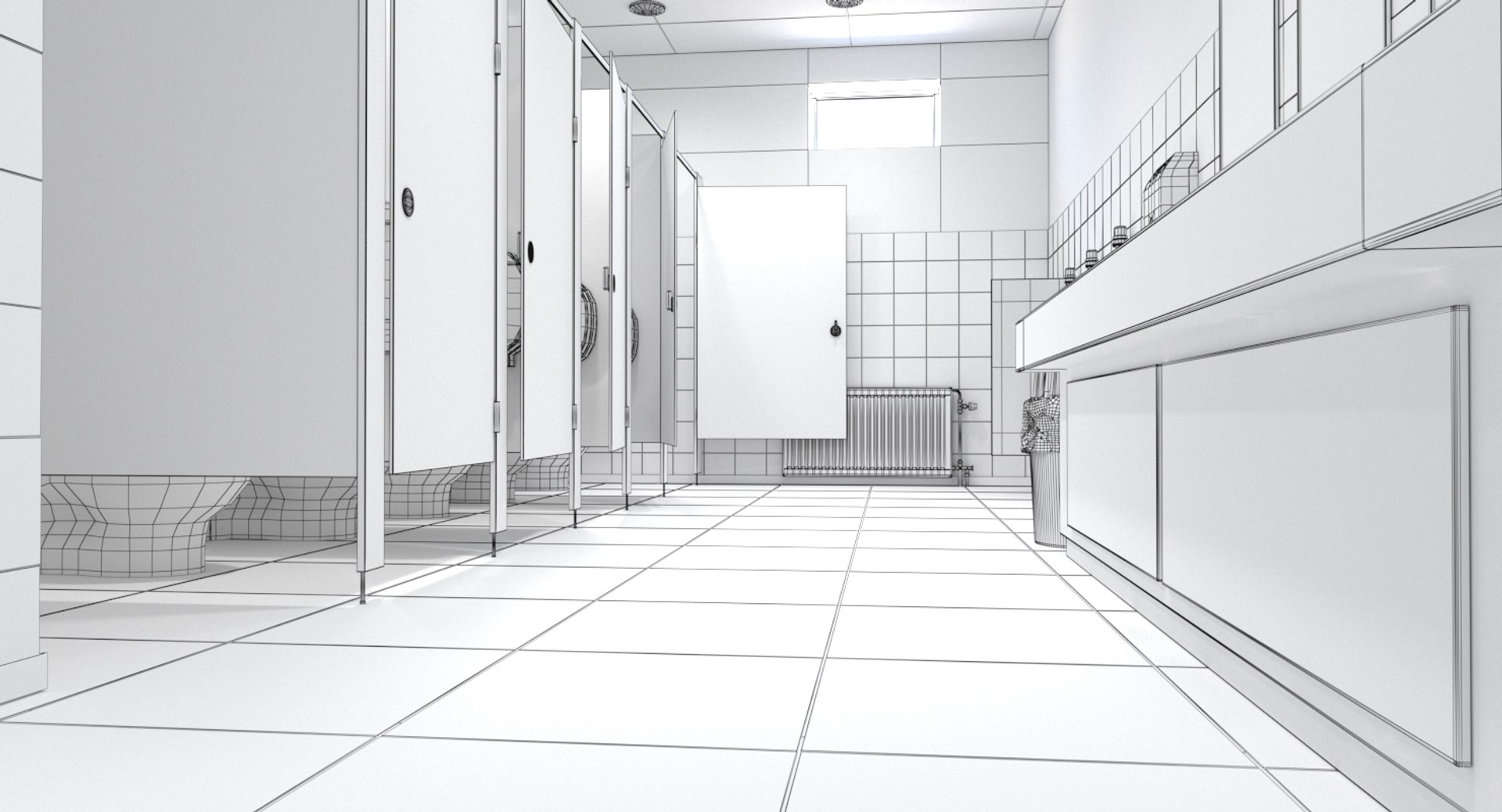 3D model realistic restroom public - TurboSquid 1406343
