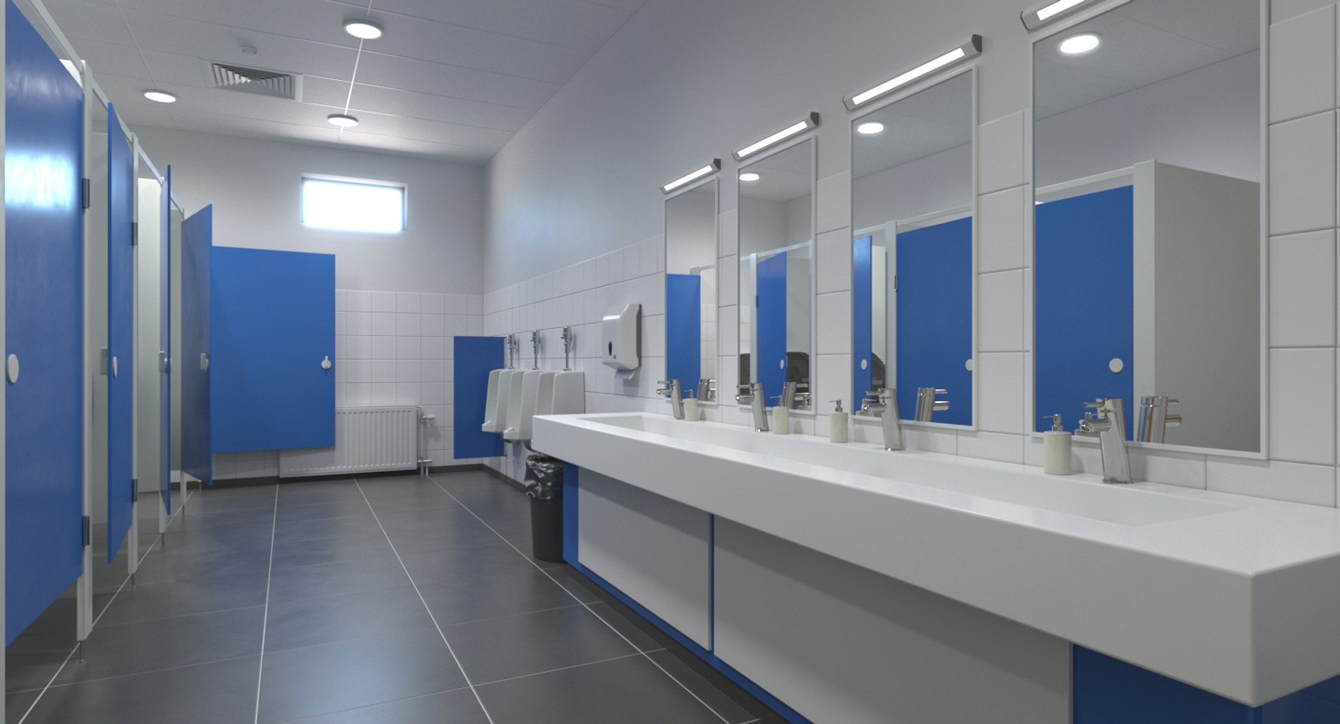 3D model realistic restroom public - TurboSquid 1406343