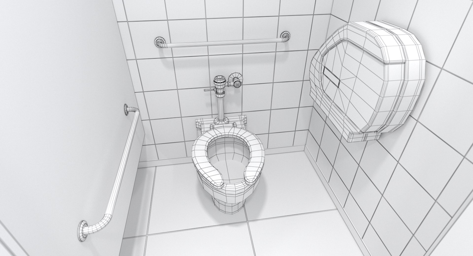 3D model realistic restroom public - TurboSquid 1406343