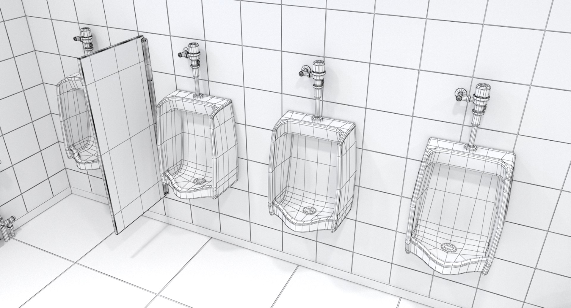 3D model realistic restroom public - TurboSquid 1406343