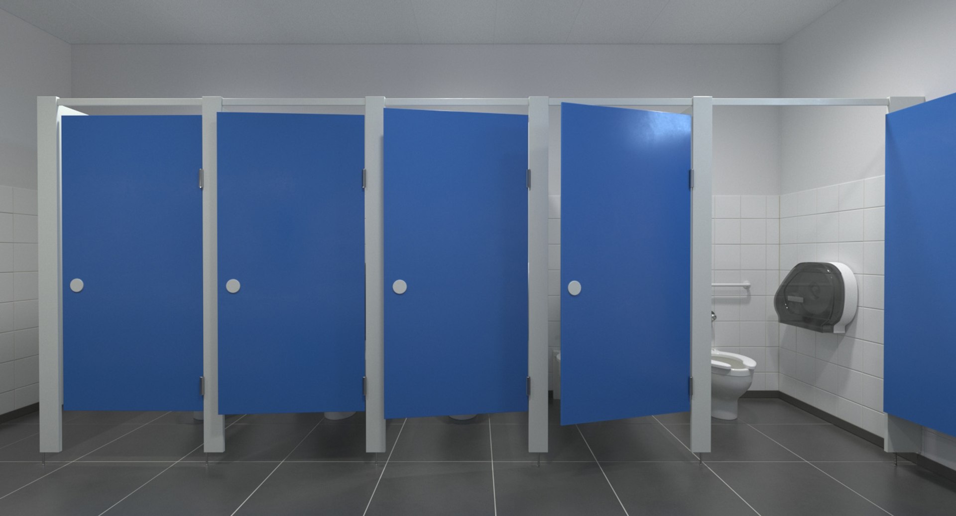 3D model realistic restroom public - TurboSquid 1406343