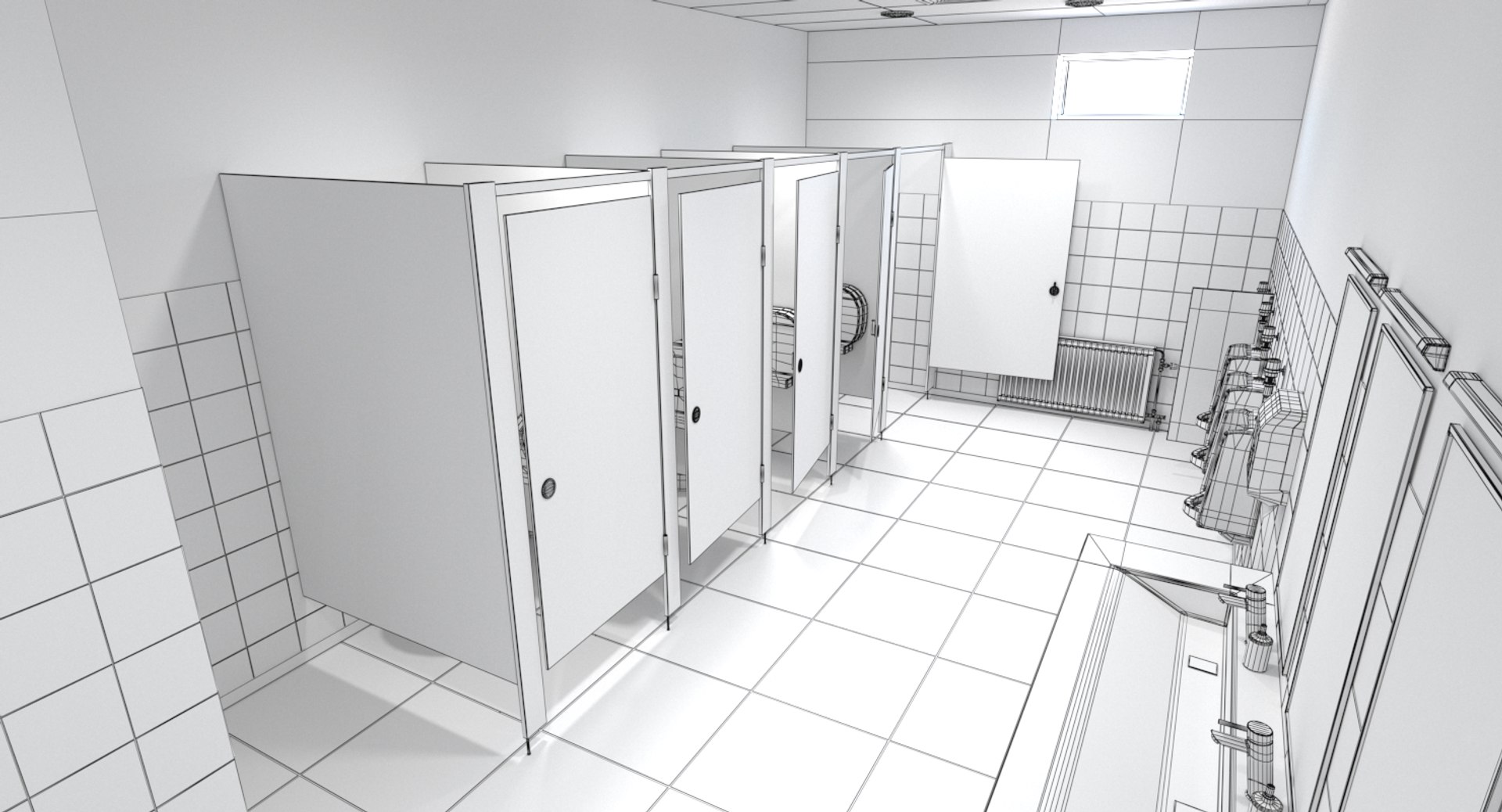 3D model realistic restroom public - TurboSquid 1406343