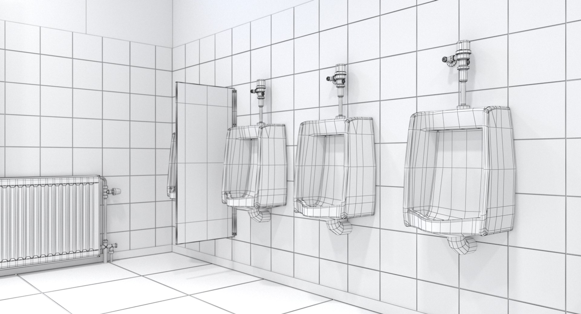 3D model realistic restroom public - TurboSquid 1406343