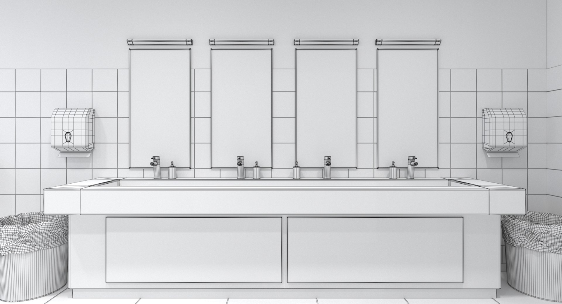 3D model realistic restroom public - TurboSquid 1406343