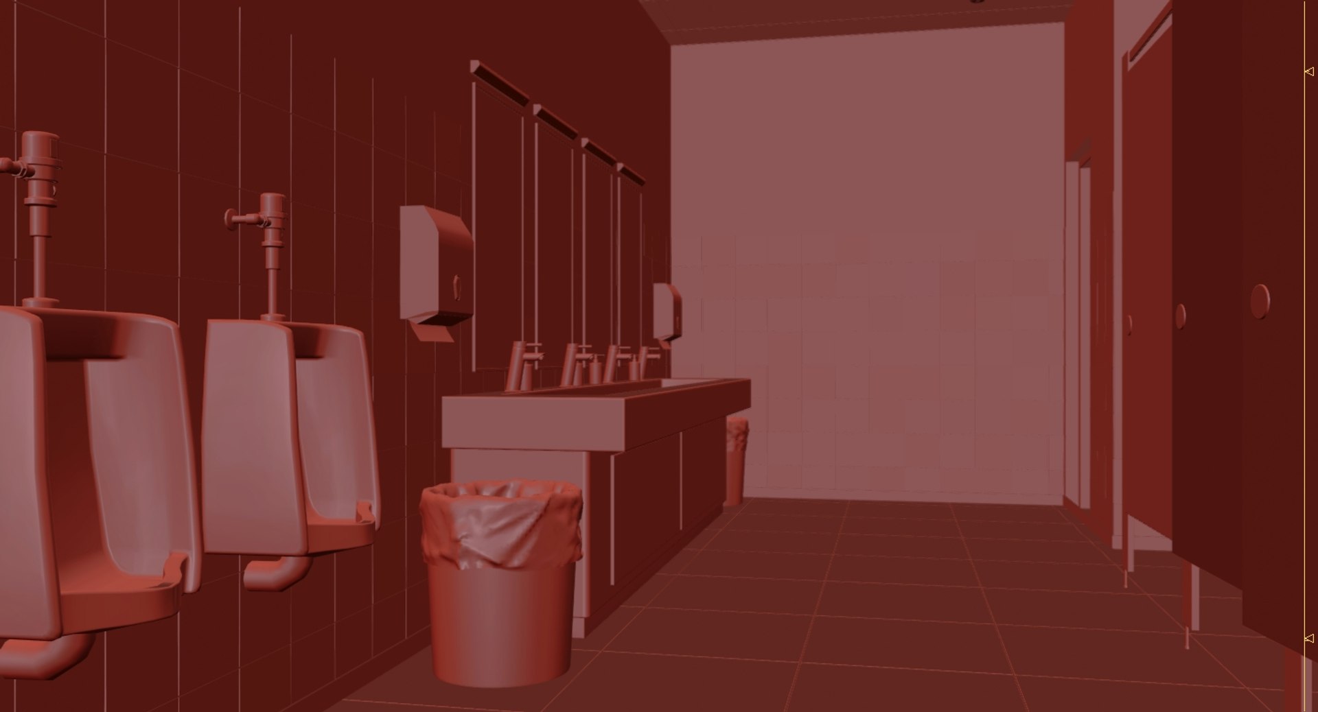 3D model realistic restroom public - TurboSquid 1406343