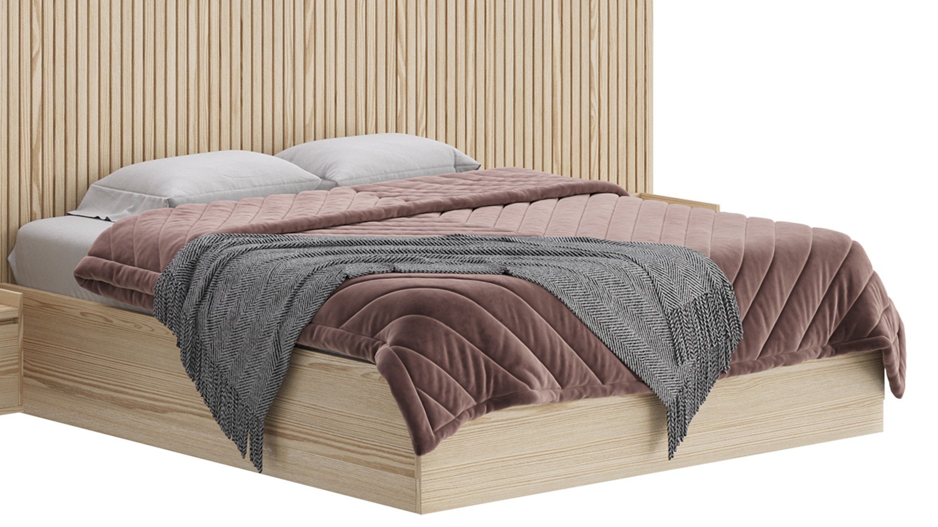 Batten White Oak King Plinth-Base Storage Bed 3D Model - TurboSquid 2189505