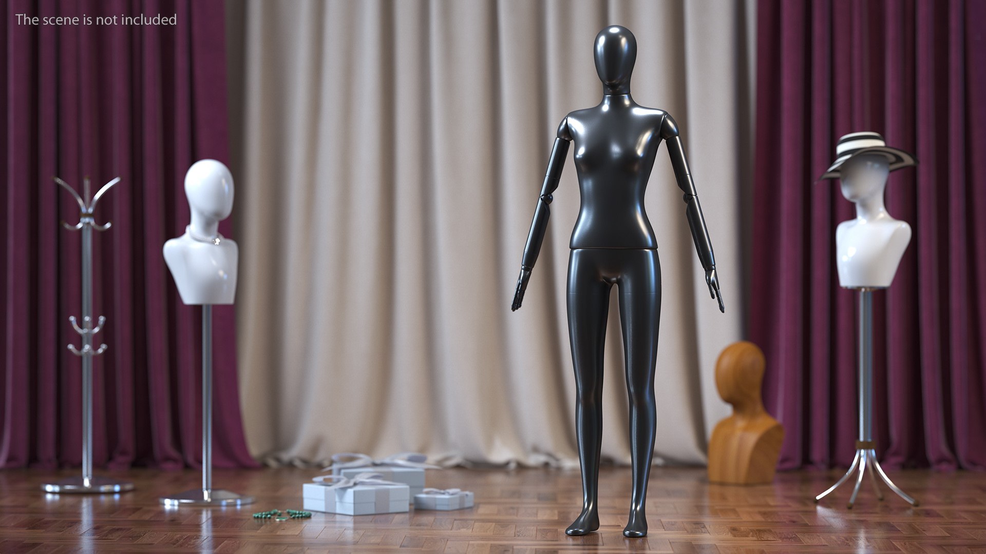 Flexible Female Mannequin Neutral Pose Satin Black 3D Model ...