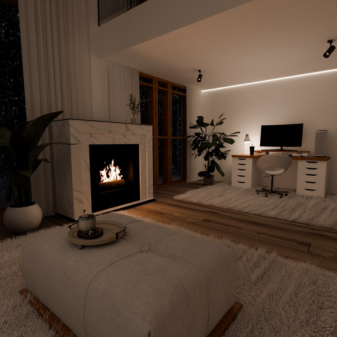 Winter House Blender Scene - NIGHT 3D - TurboSquid 2341695
