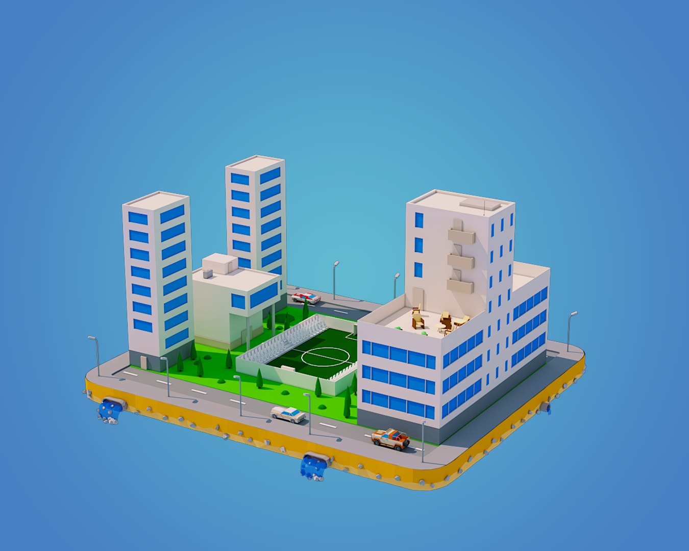 3D City Block Model - TurboSquid 1254253