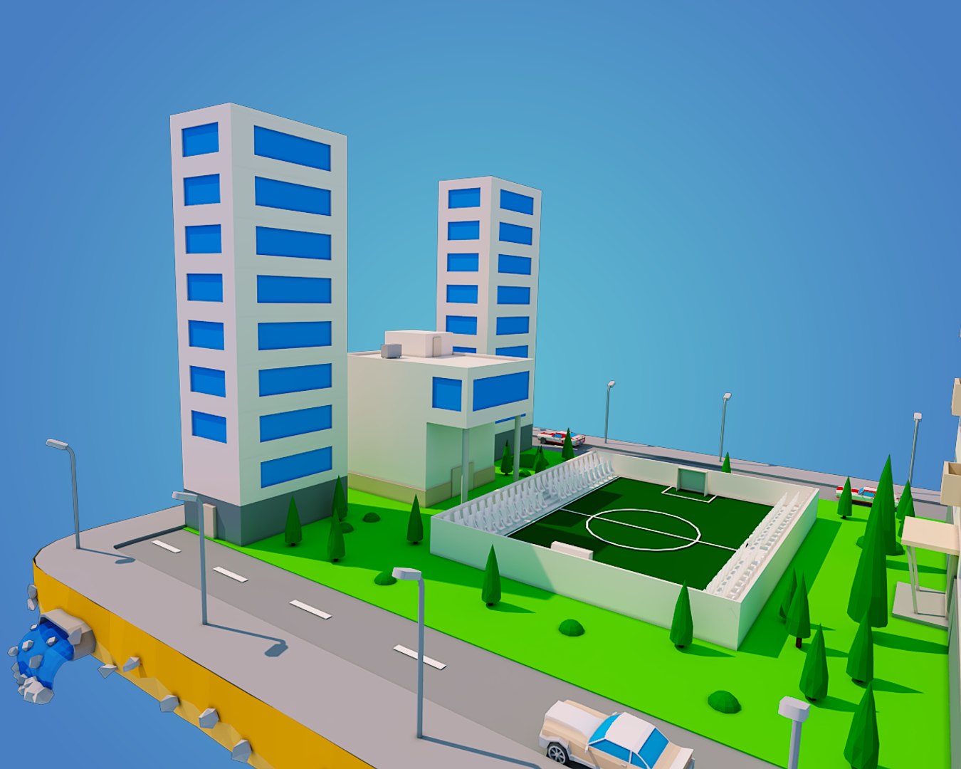 3D City Block Model - TurboSquid 1254253