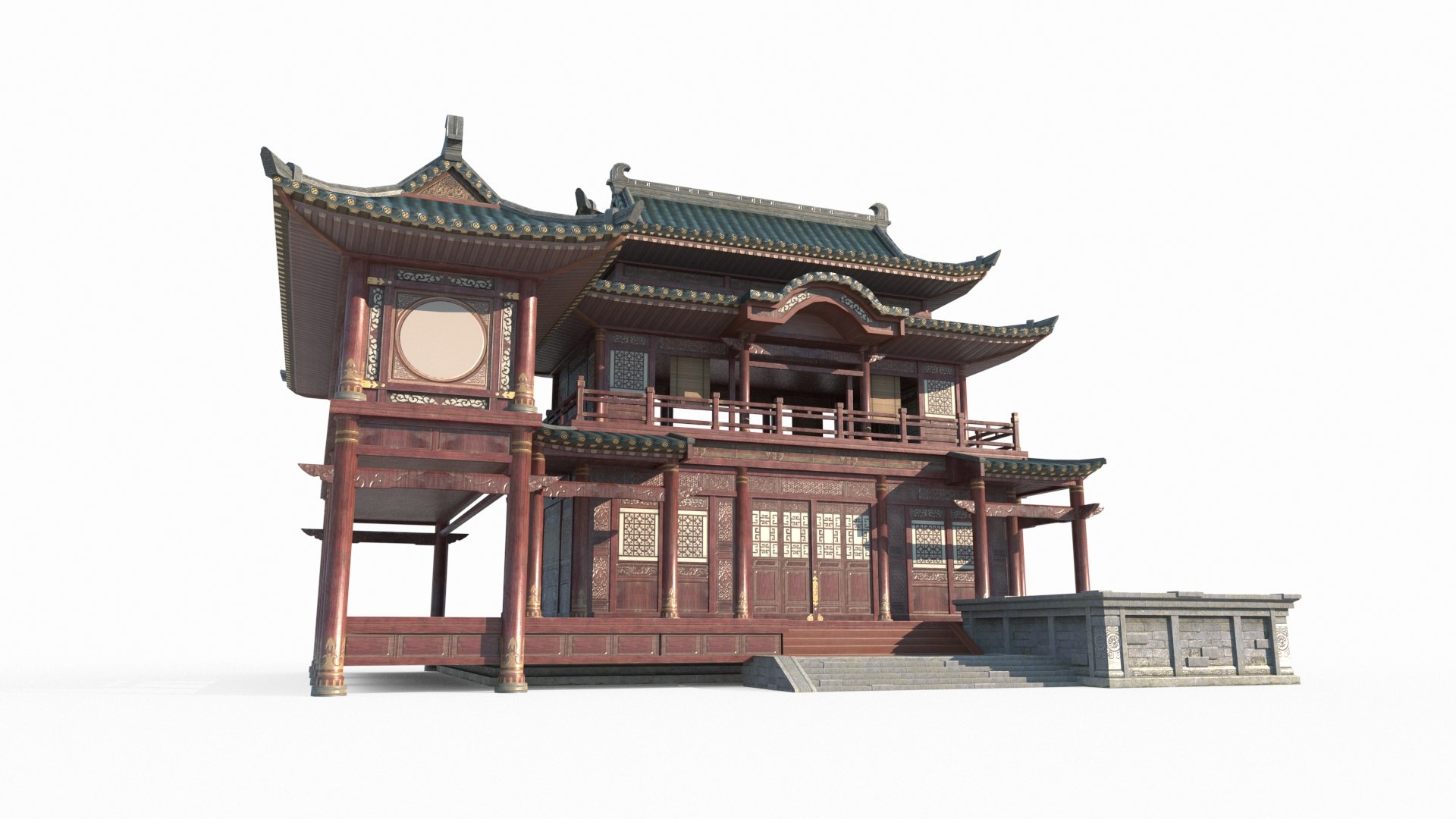Large Stage Of Ancient Asian Architecture 3D Model - TurboSquid 2066738