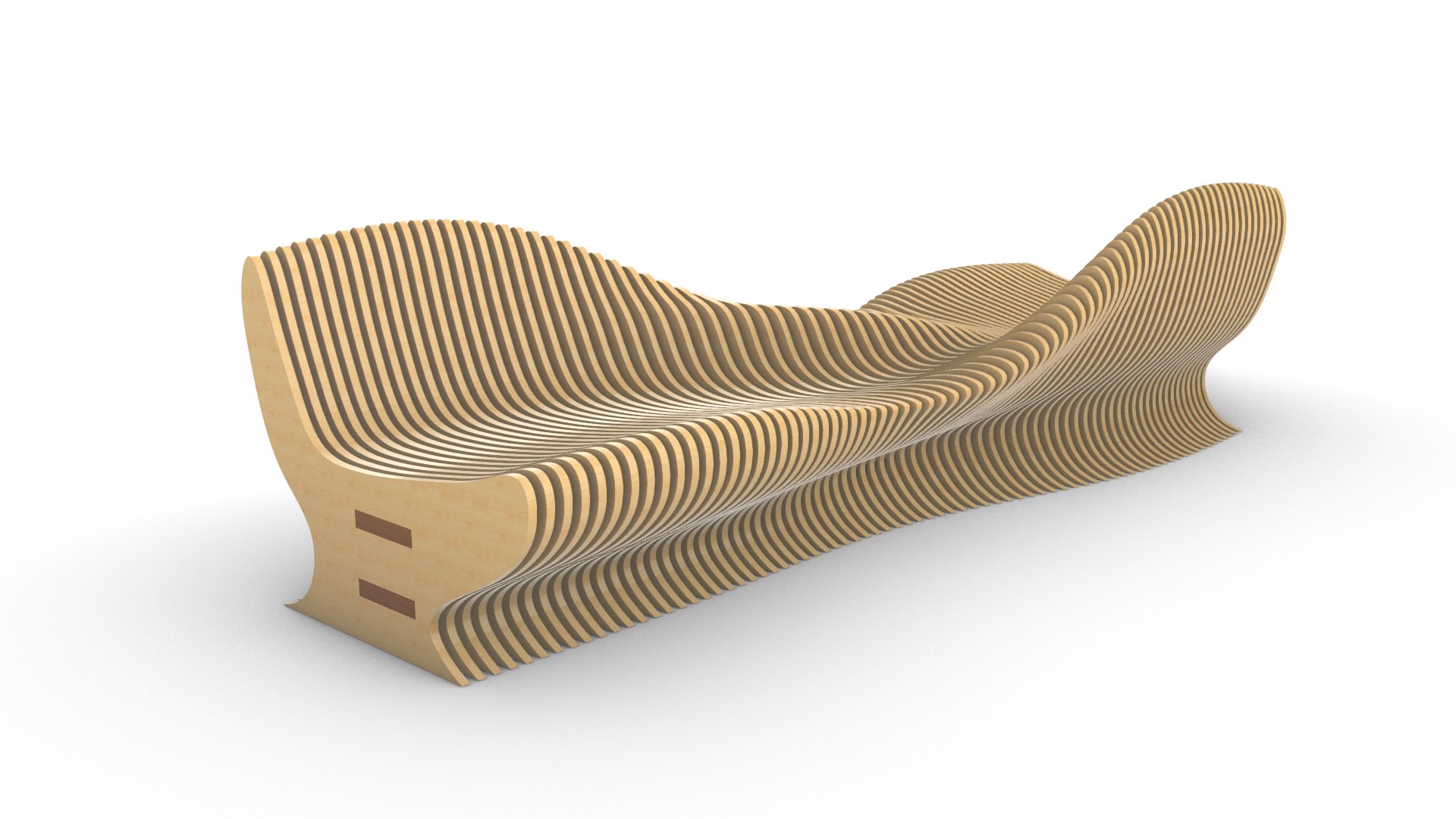 3D Model Double Sided Wavy Bench - TurboSquid 2344561