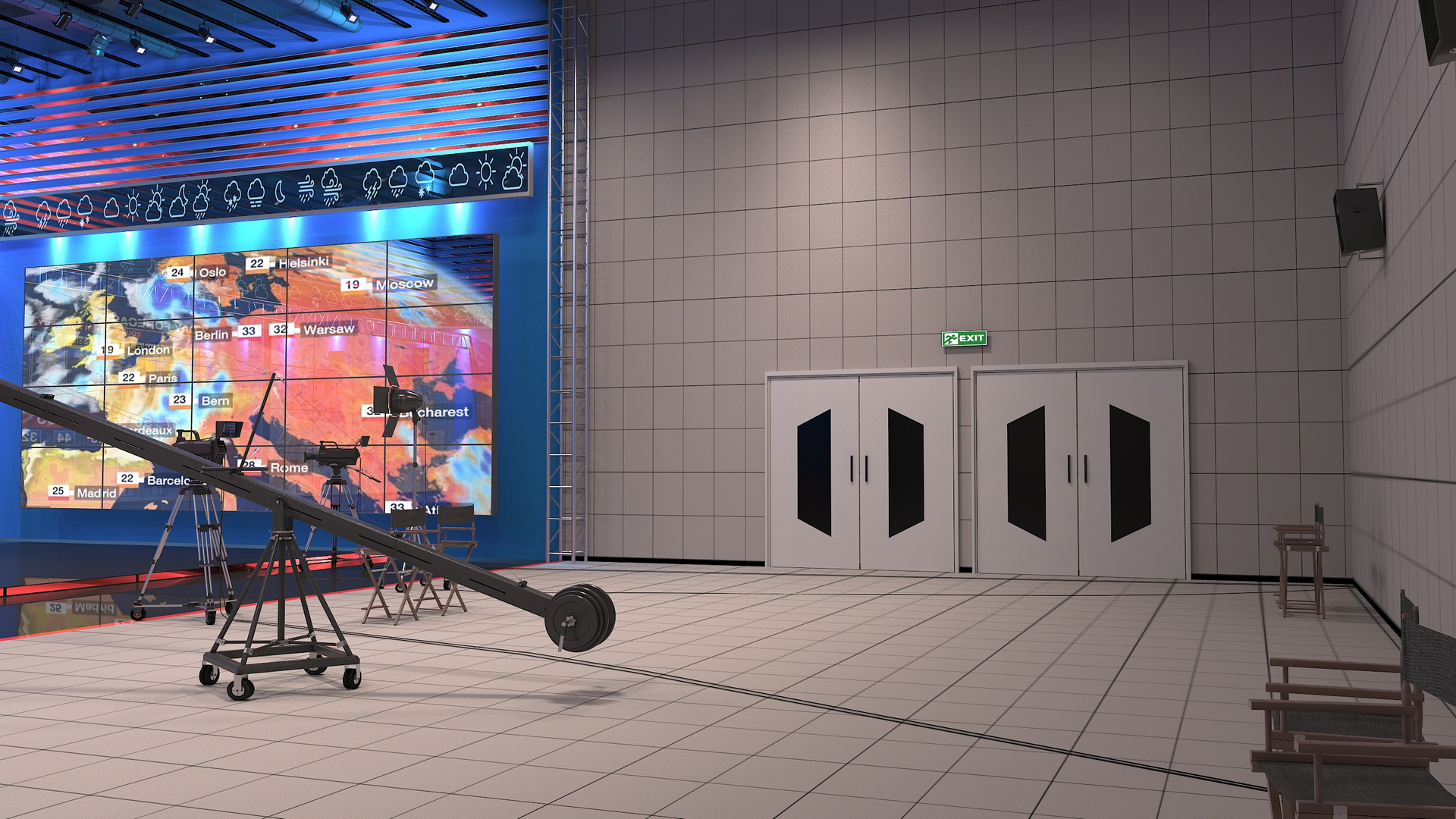 3D tv weather forecast studio set - TurboSquid 1535044