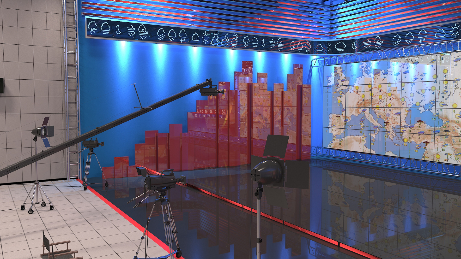3D tv weather forecast studio set - TurboSquid 1535044