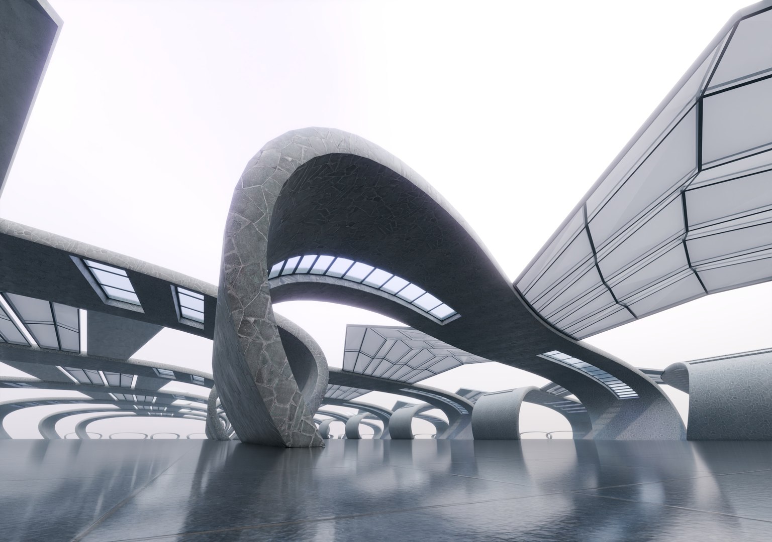 Futuristic Vaulted Corridor - Architectural Background- V2U2 Model ...