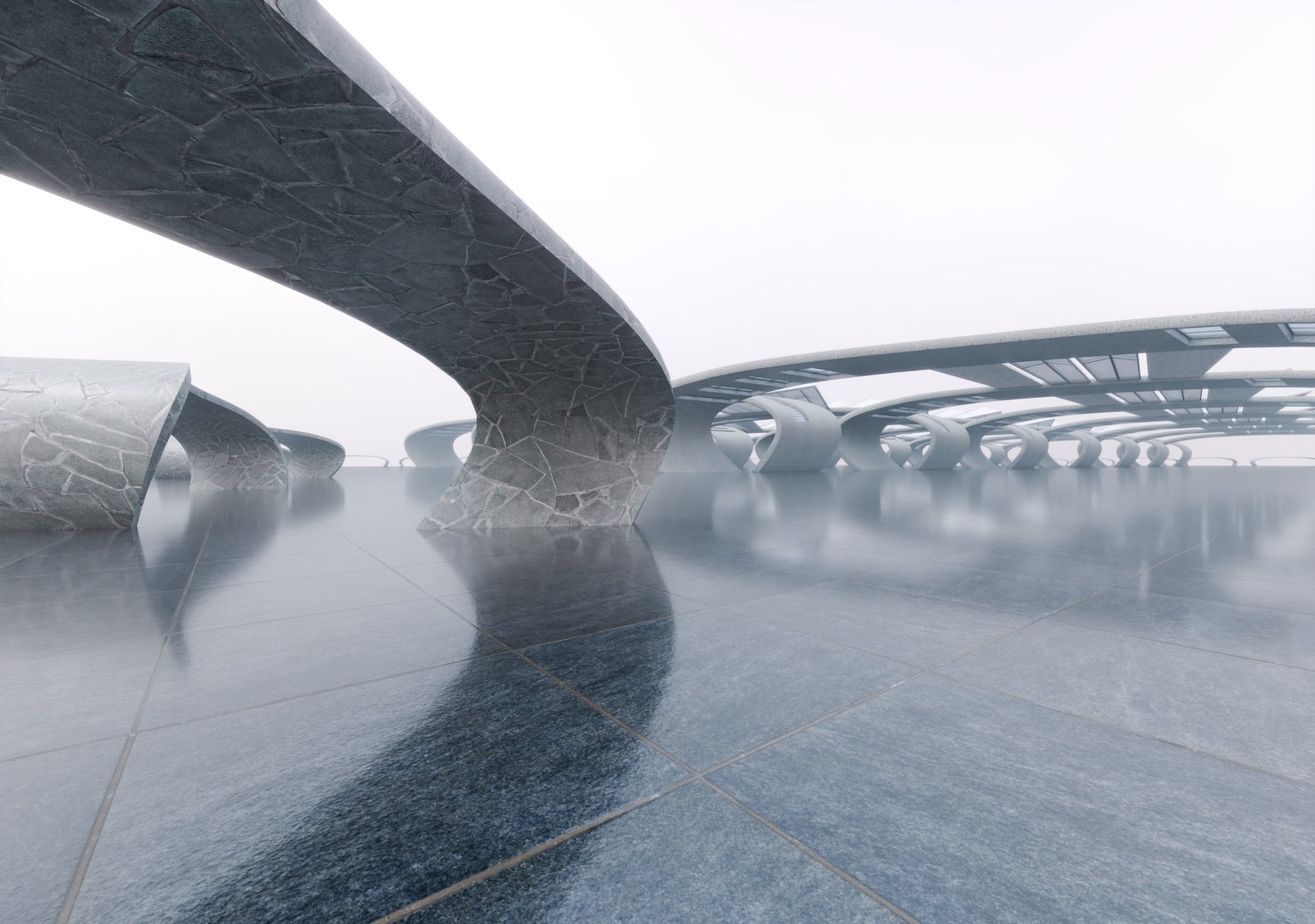 Futuristic Vaulted Corridor - Architectural Background- V2U2 Model ...