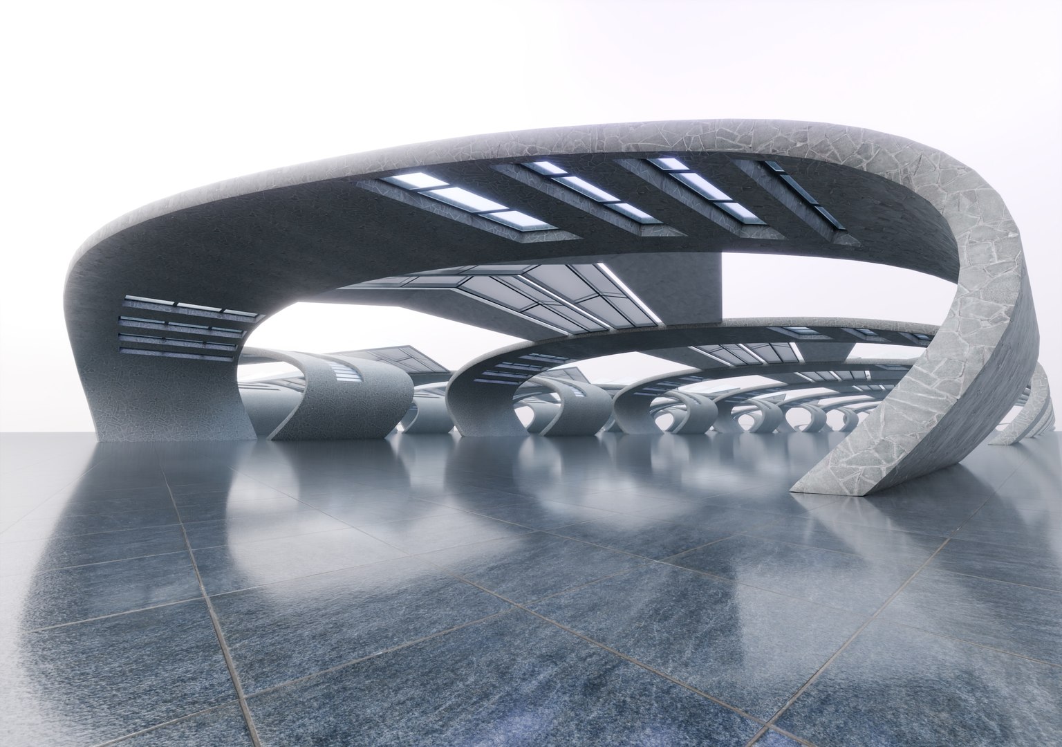 Futuristic Vaulted Corridor - Architectural Background- V2U2 Model ...