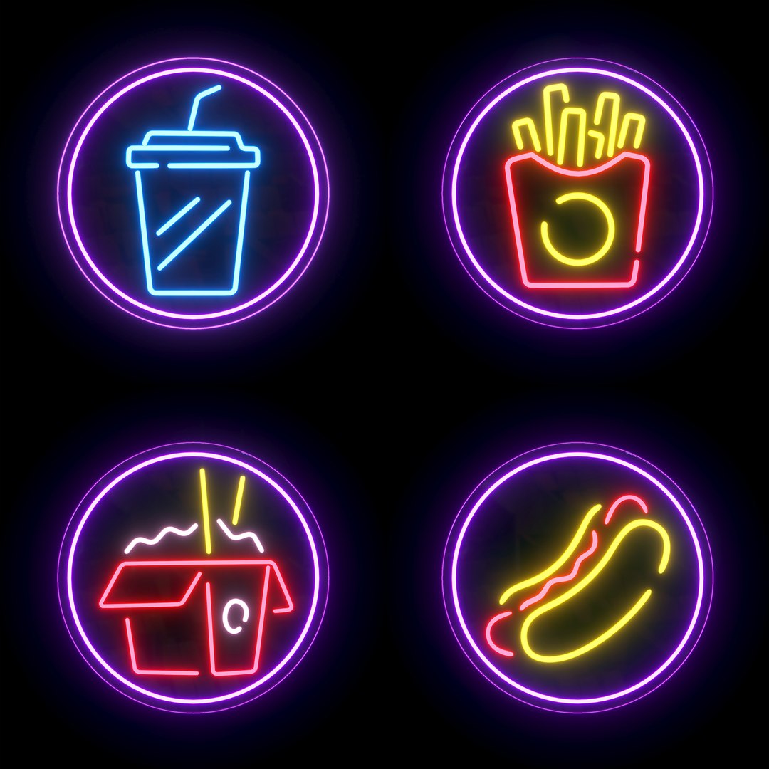 3D Fast Food Neon Signs Set - TurboSquid 2374492