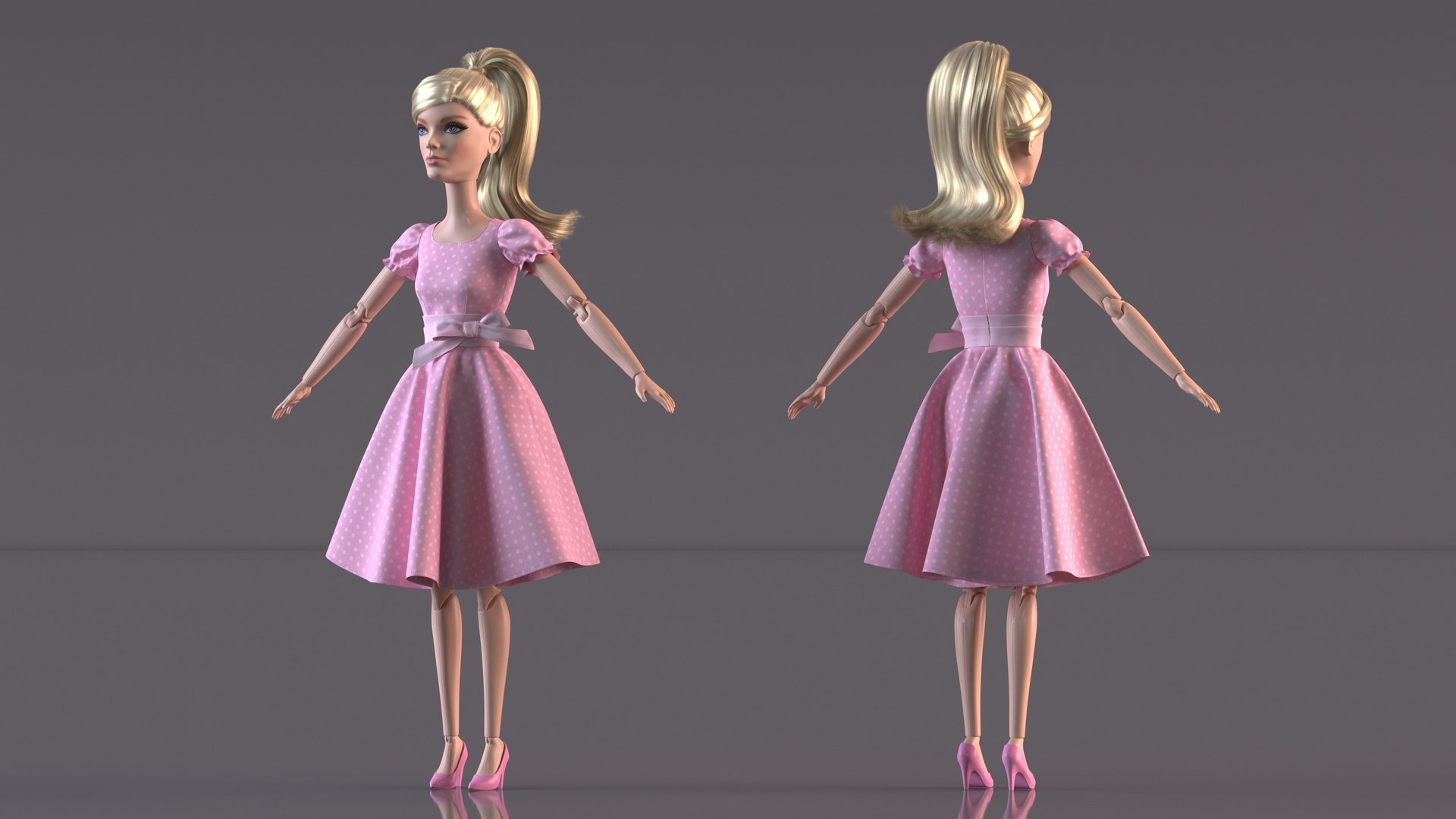 3D model Barbie Doll in Pink Dress Rigged - TurboSquid 1991544